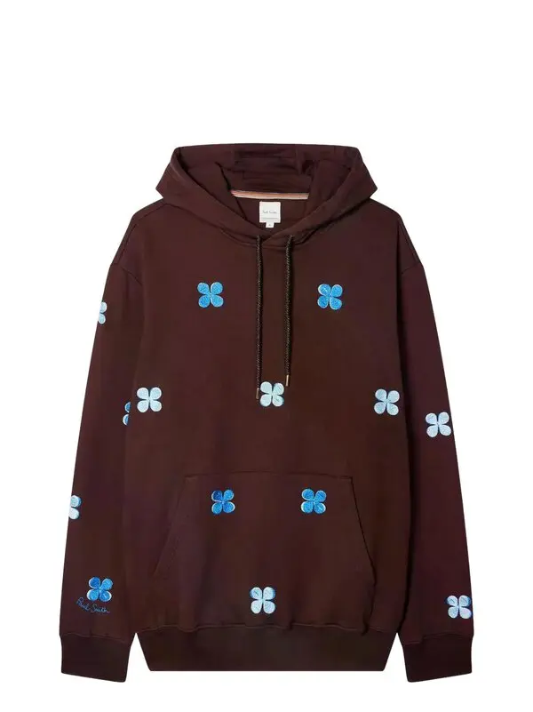 Paul Smith Flower-embroidered Hoodie - Brown