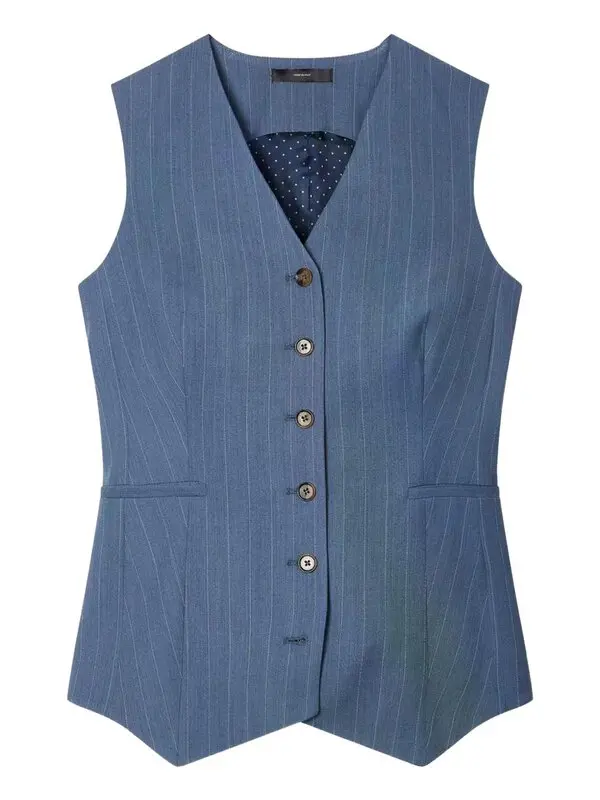 Paul Smith Pinstripe Buttoned Waistcoat - Blue
