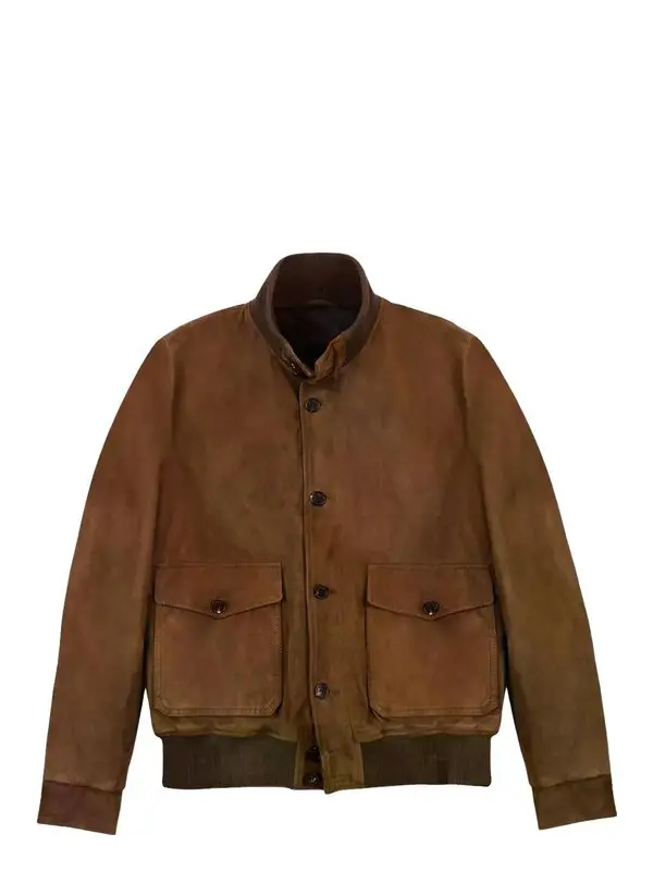 SLOWEAR Suede Bomber Jacket - Brown