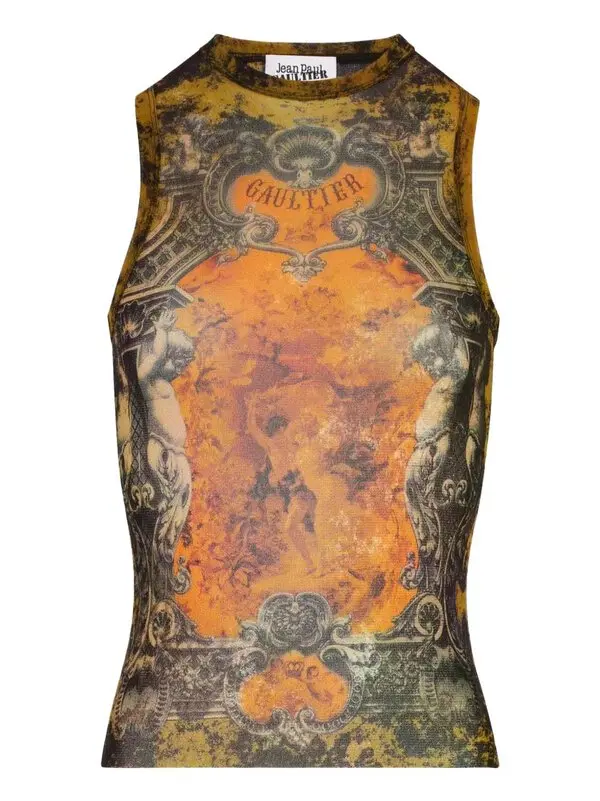 JEAN PAUL GAULTIER Graphic Print Tank Top - Orange