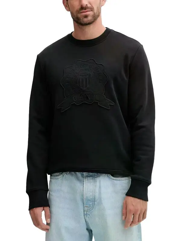 Gant Crew-neck Sweatshirt With Appliqué Detailing - Black