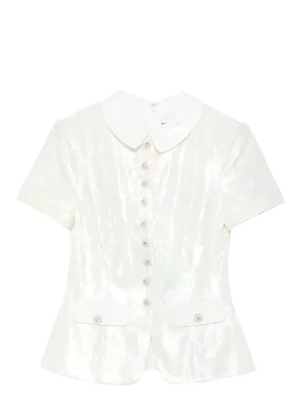 SELF-PORTRAIT Sequin-embellished Top - White