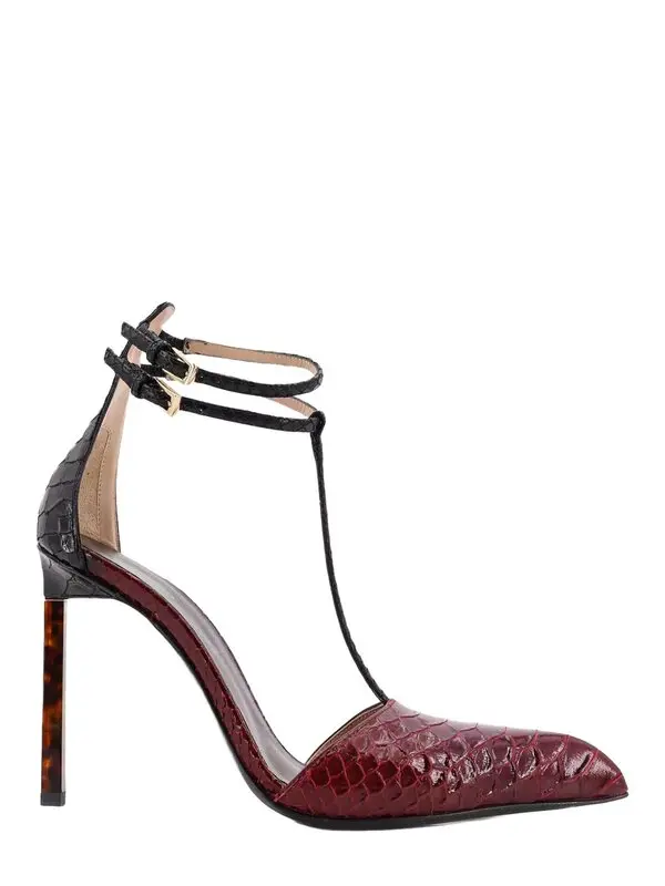 TOM FORD 90mm Python-effect Pumps - Red