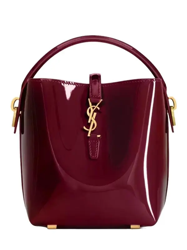 Saint Laurent Mini Le 37 Patent-leather Bucket Bag - Red