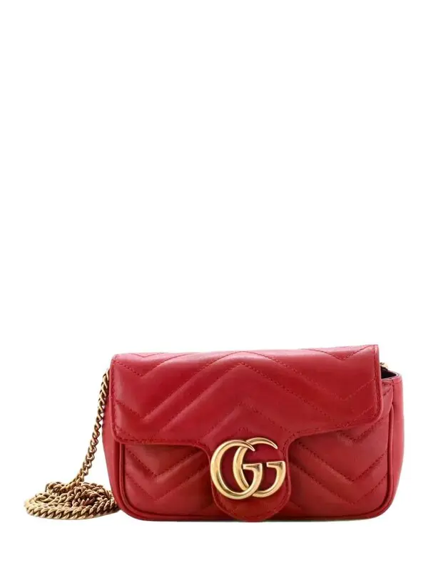 Gucci Gg Marmont Flap Super Mini Crossbody Bag - Red