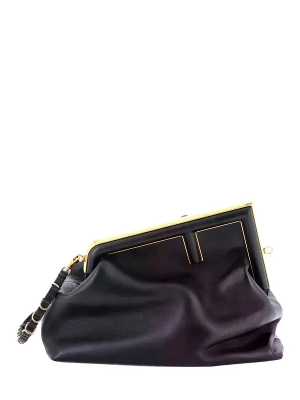 Fendi First Bag Leather Medium Clutch - Black