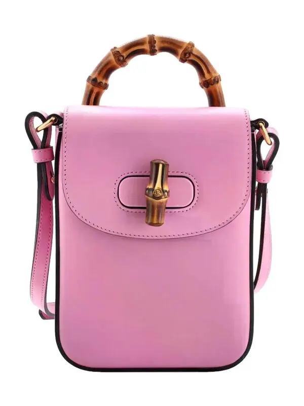 Gucci Leather Mini Backpack With Bamboo Top Handle - Pink