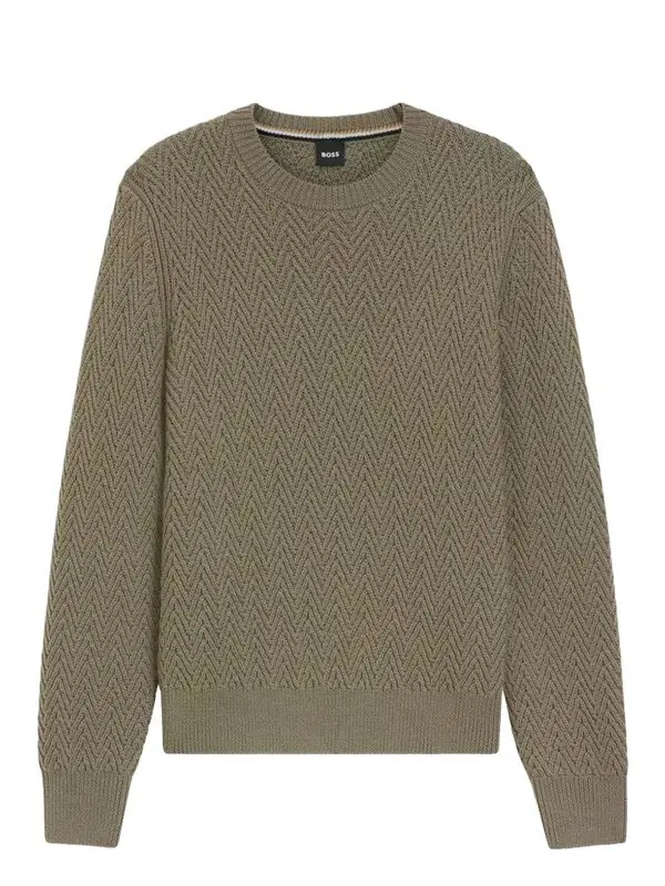 BOSS H-hitalo Herringbone Sweater - Brown