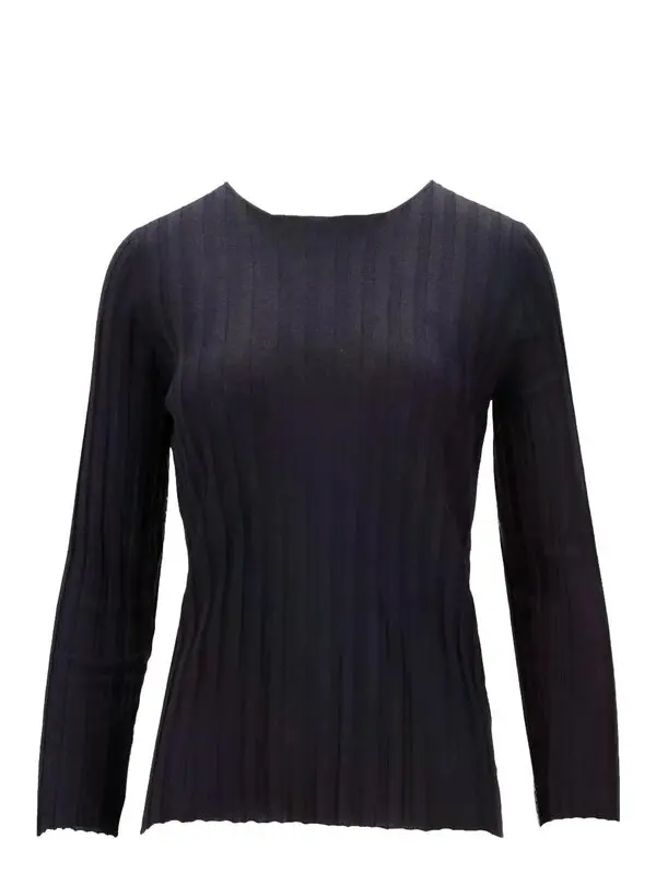 LA ROSE Ribbed Girocollo Top - Blue