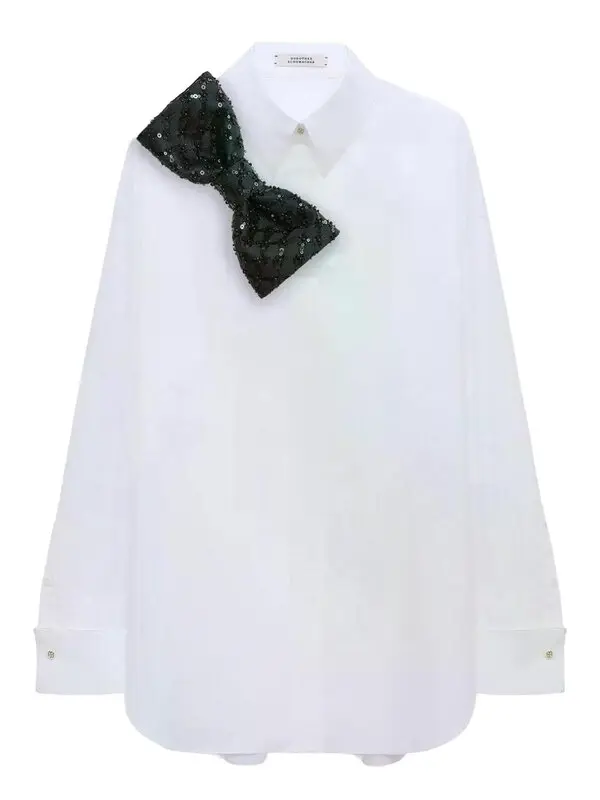 Dorothee Schumacher Poplin Blouse With Sequin Bow - White