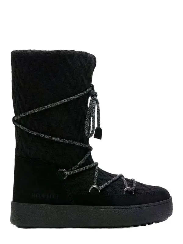 Moon Boot Knit-upper Lace-up Boots - Black