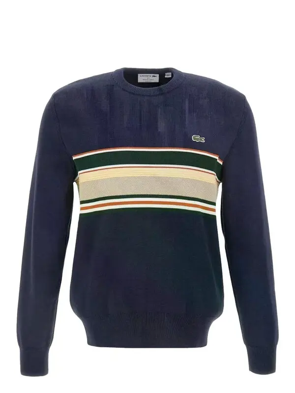 Lacoste Logo-embroidered Textured-stripes Sweater - Blue