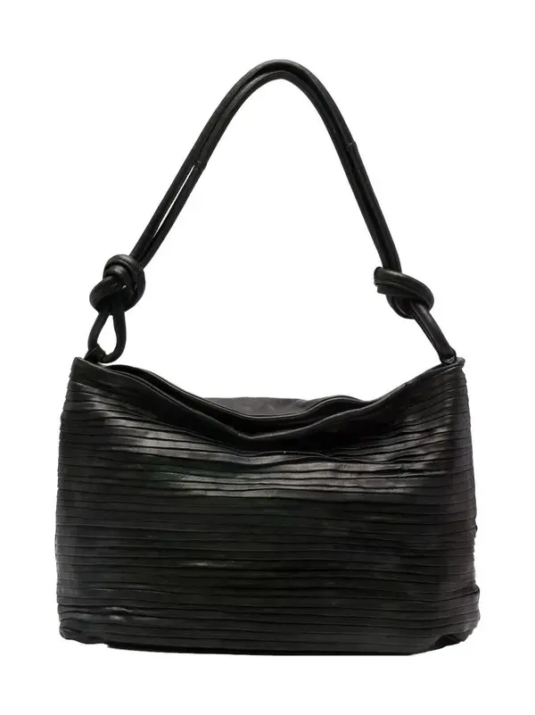 SOMMET Knotted Pleated Shoulder Bag - Black