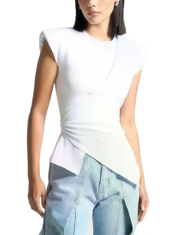 Manière De Voir Wide-shoulder Ruched-waist Top - White