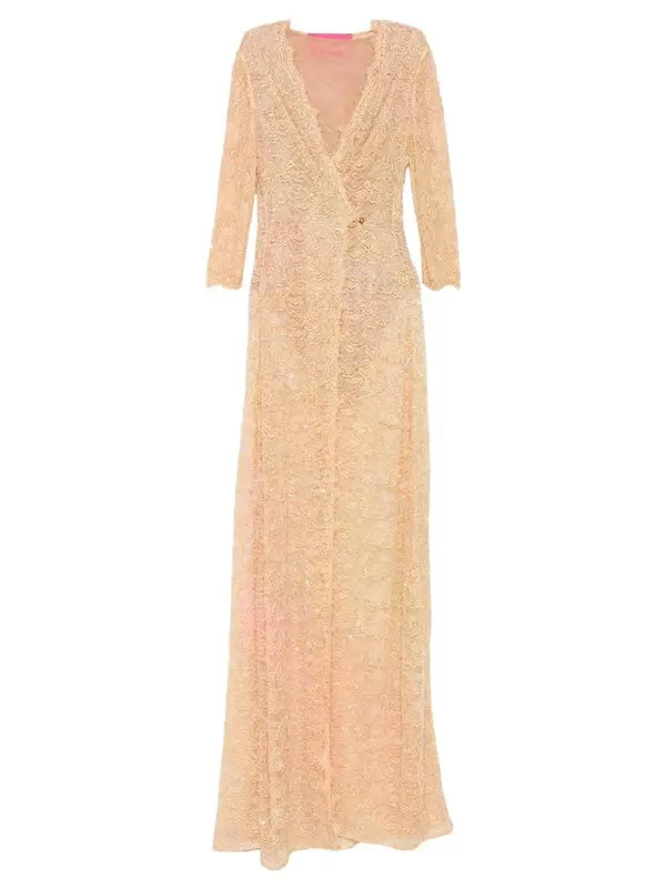 MIAU BY CLARA ROTESCU Lace Maxi Dress - Neutrals