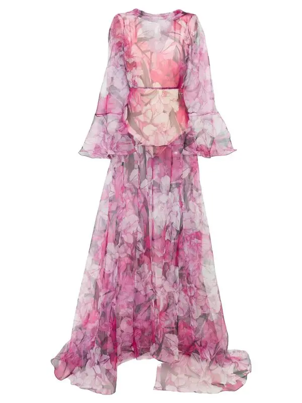 MIAU BY CLARA ROTESCU Floral Maxi Dress - Pink