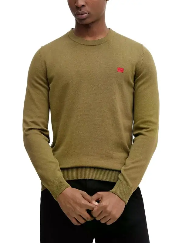Hugo Logo-patch Crew-neck Sweater - Green