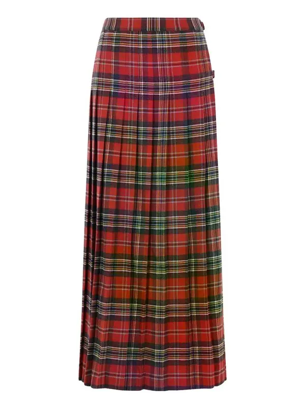 META CAMPANIA COLLECTIVE Checked Buckle Midi Skirt - Red