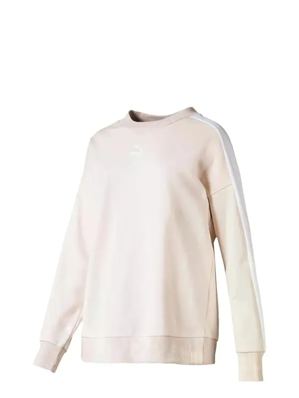 PUMA T7 Crew-neck Striped Sweatshirt - Neutrals