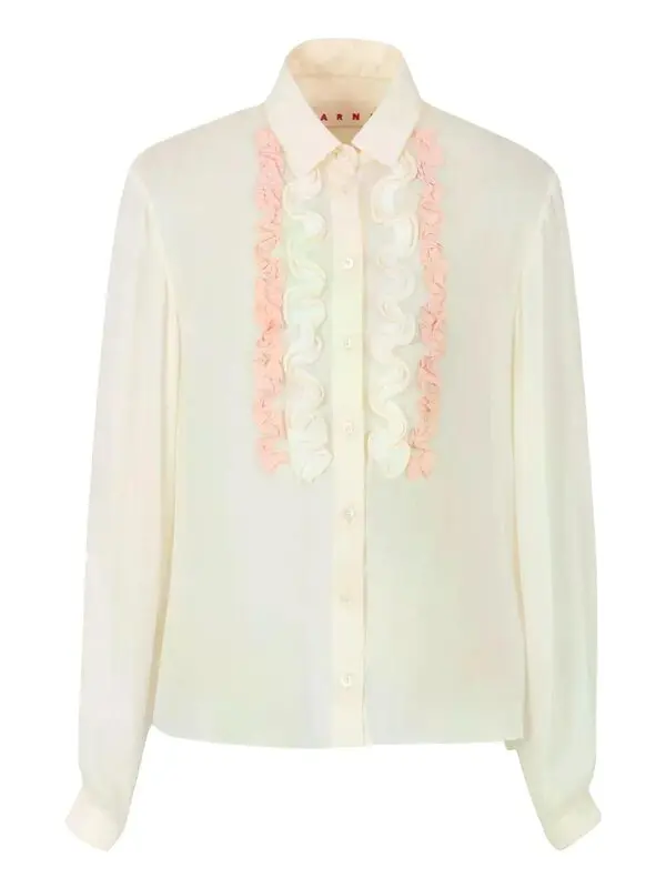 Marni Long-sleeved Ruffled Shirt - Neutrals