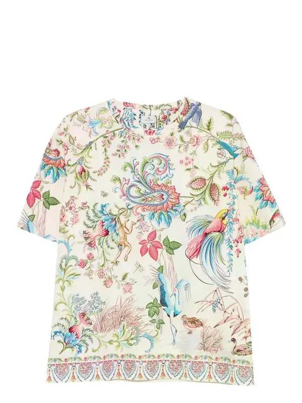 Etro Floral-print T-shirt - Neutrals