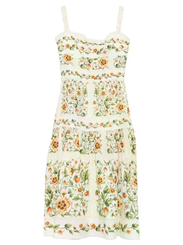 Agua Bendita Nispero Uchuva Strappy Floral Midi Dress - Neutrals