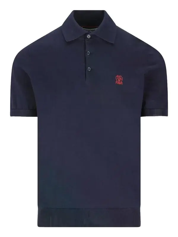 Brunello Cucinelli Embroidered-logo Polo Shirt - Blue