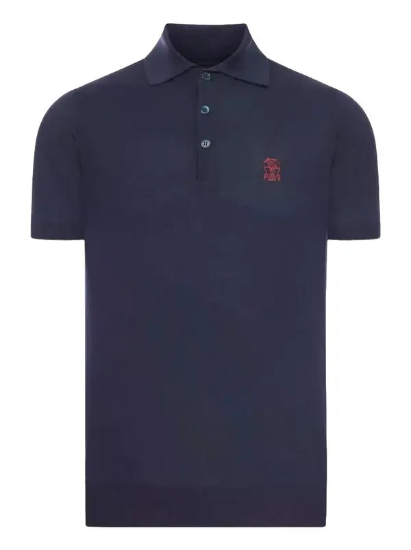 Brunello Cucinelli Embroidered-logo Polo Shirt - Blue