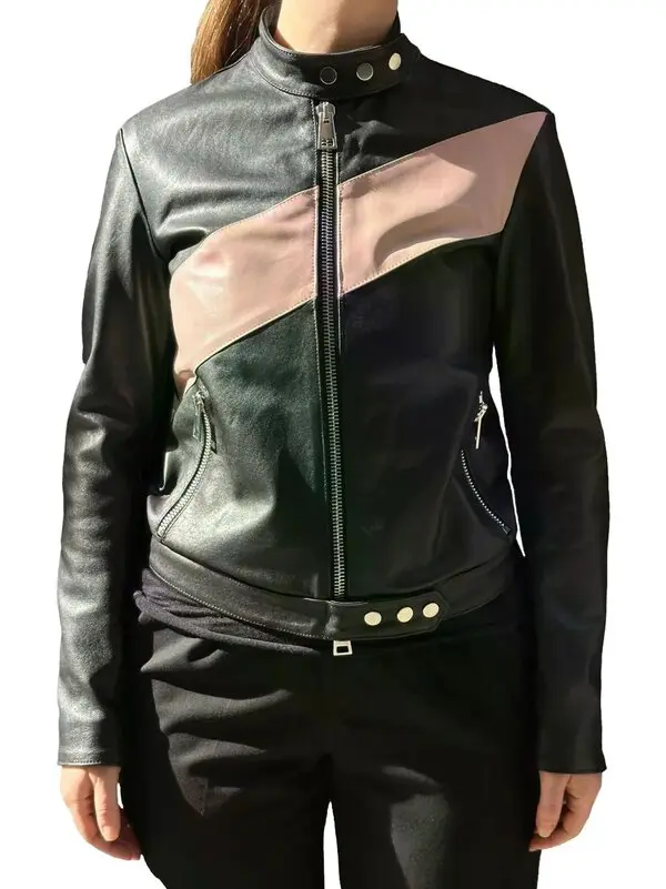 LA ROSE Zip Leather Jacket - Black