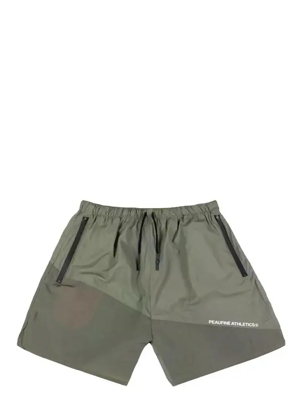 PEAUFINE ATHLETICS Patchwork Zip Shorts - Green