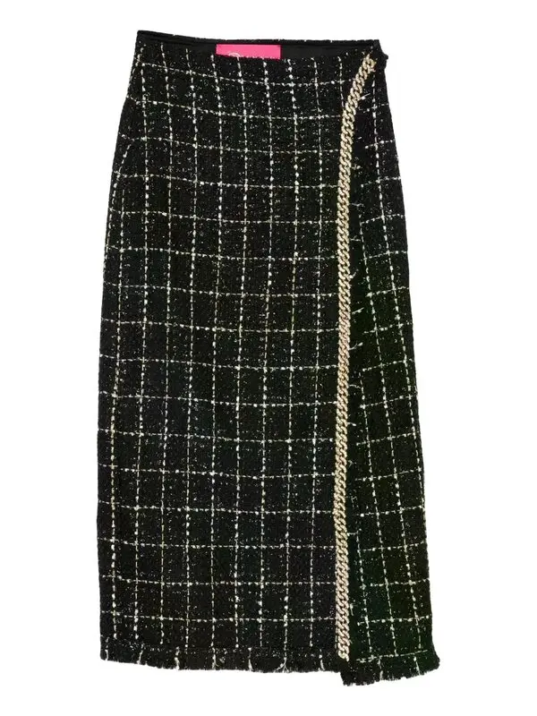 MIAU BY CLARA ROTESCU Carter Chain Check Midi Skirt - Black
