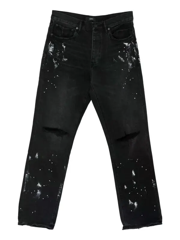 PURPLE BRAND Ripped Jeans With Paint Splatter Effect - Black