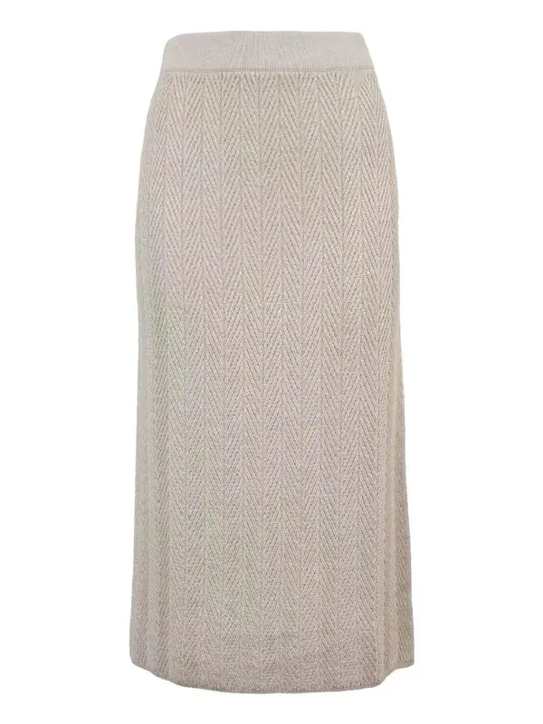 Herno Herringbone Midi Skirt - Neutrals