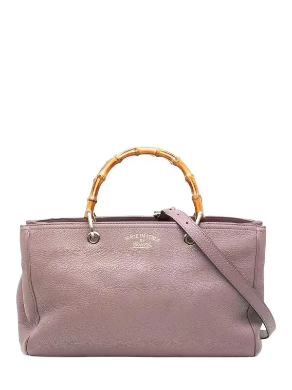 Gucci Medium Calfskin Bamboo Shopper Satchel - Pink