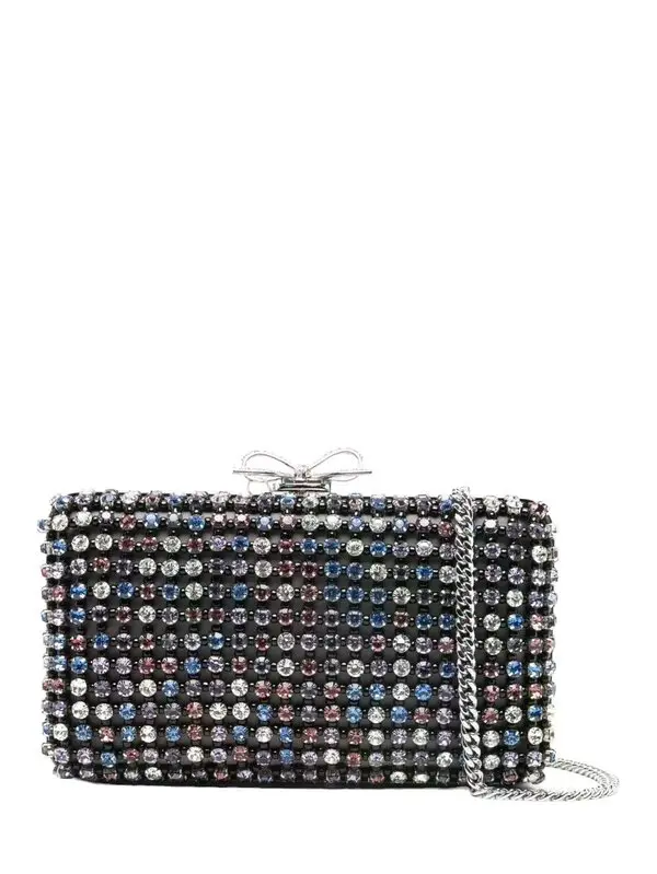 SELF-PORTRAIT Crystal-embellished Mini Clutch - Black