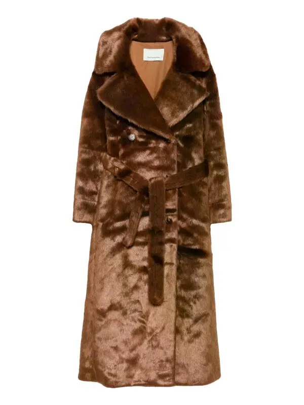 THE FRANKIE SHOP Joni Faux Fur Maxi Coat - Brown