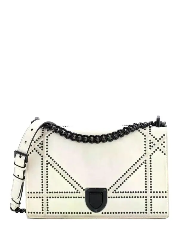 Dior Diorama Flap Bag Studded Leather Medium Shoulder Bag - Neutrals
