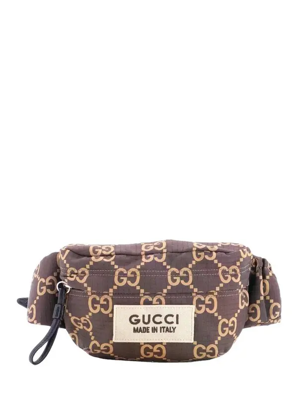 Gucci Gg Nylon And Leather Belt Bag - Brown