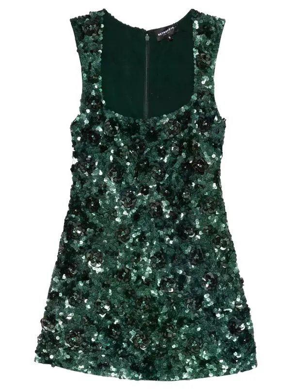 Retrofete Sadlyn Sequin-embellished Floral Mini Dress - Green