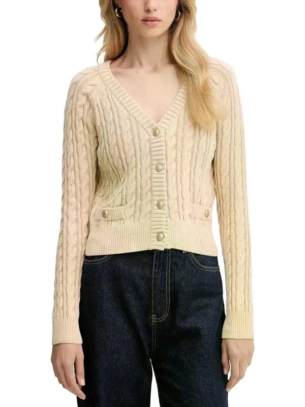 Guess Button-up Cable-knit Cardigan - Neutrals