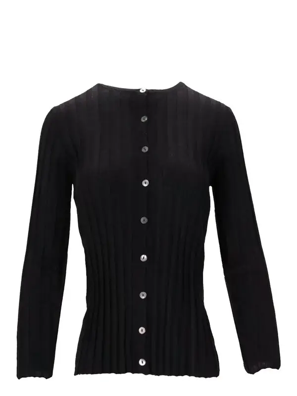 LA ROSE Ribbed Button Top - Black