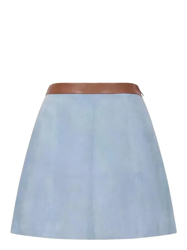 Marni Suede Midi Skirt With Nappa Waistband - Blue