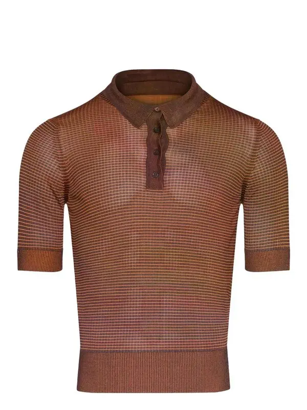 MAISON MARGIELA Striped Polo Shirt - Brown