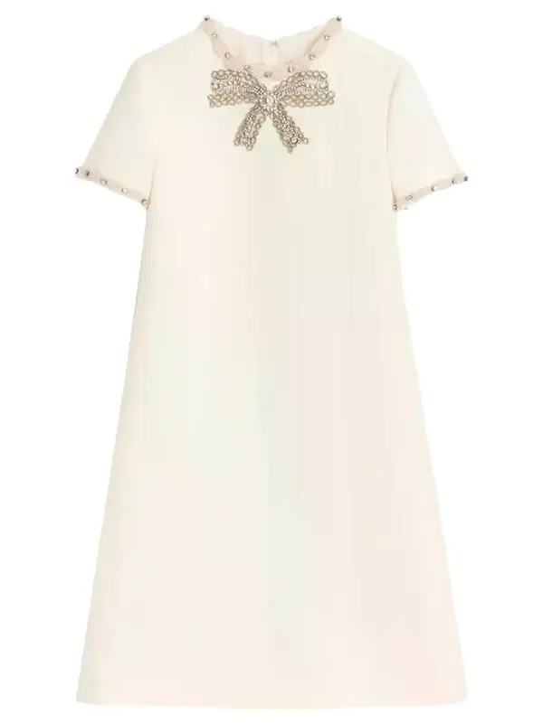 Valentino Garavani Embroidered Crepe Couture Mini Dress - Neutrals