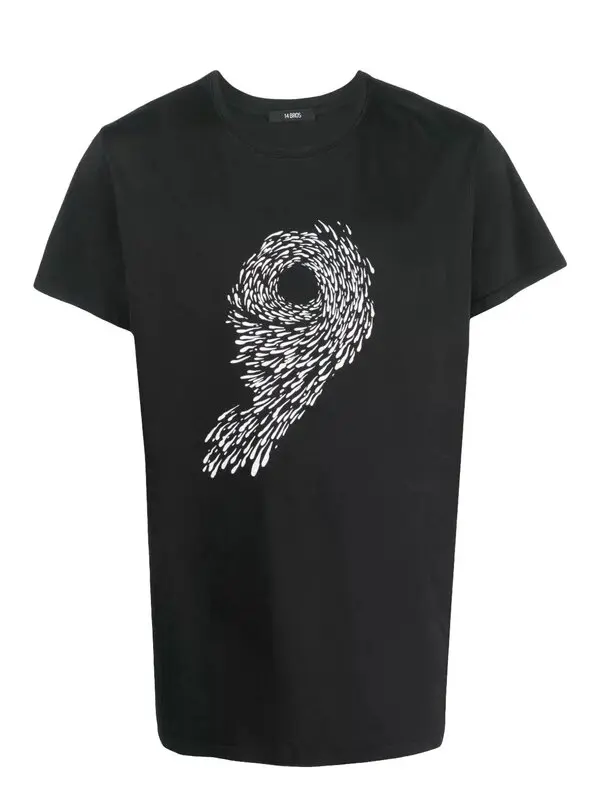 14BROS Graphic-print Cotton T-shirt - Black