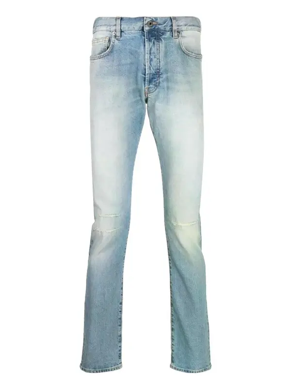 14BROS Stonewashed Straight-leg Jeans - Blue