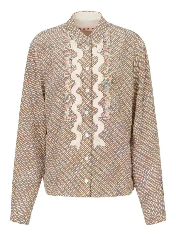 Marni Printed Silk Crêpe De Chine Shirt - Brown
