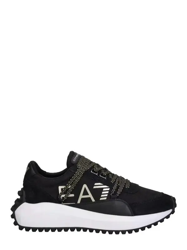 Emporio Armani Logo-print Lace-up Sneakers - Black