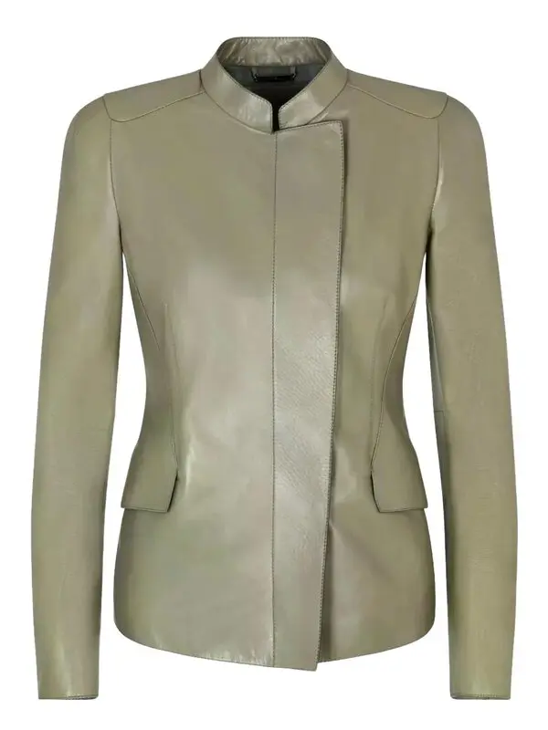 Giorgio Armani Leather Coat - Neutrals
