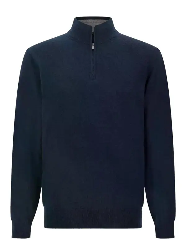 Boggi Milano Cashmere Blend Half Zip Jumper - Blue